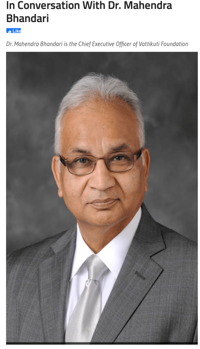 Vattikuti Foundation | CEO Mahendra Bhandari Interviewed by BW Wellbeing